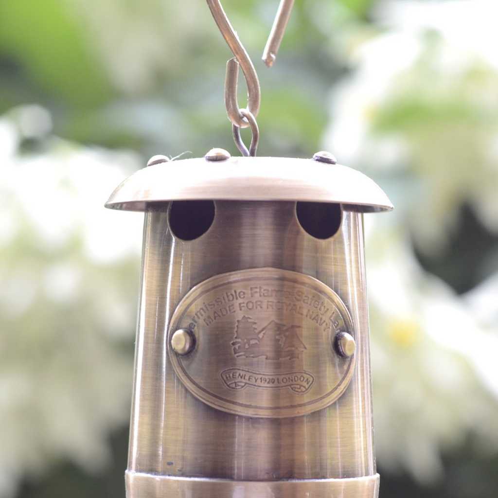 7" Brass Vintage Hanging Mine Lantern - Antikcart