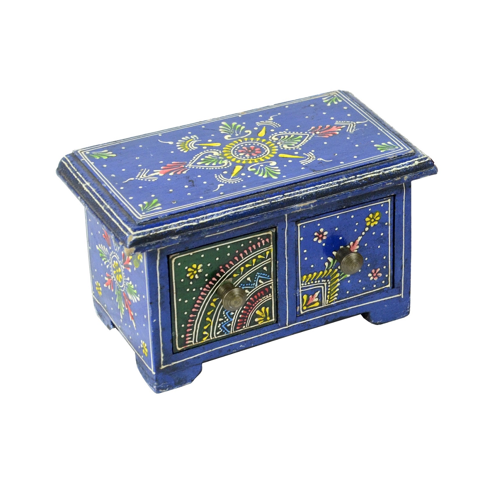 Antikcart Beautifully Handworked Meenakari Table Top Chest- 2 drawer ...