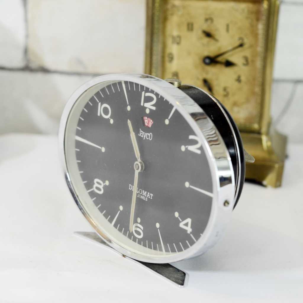 Antikcart Antique Jayco Diplomat Table Timepiece Clock side view ...