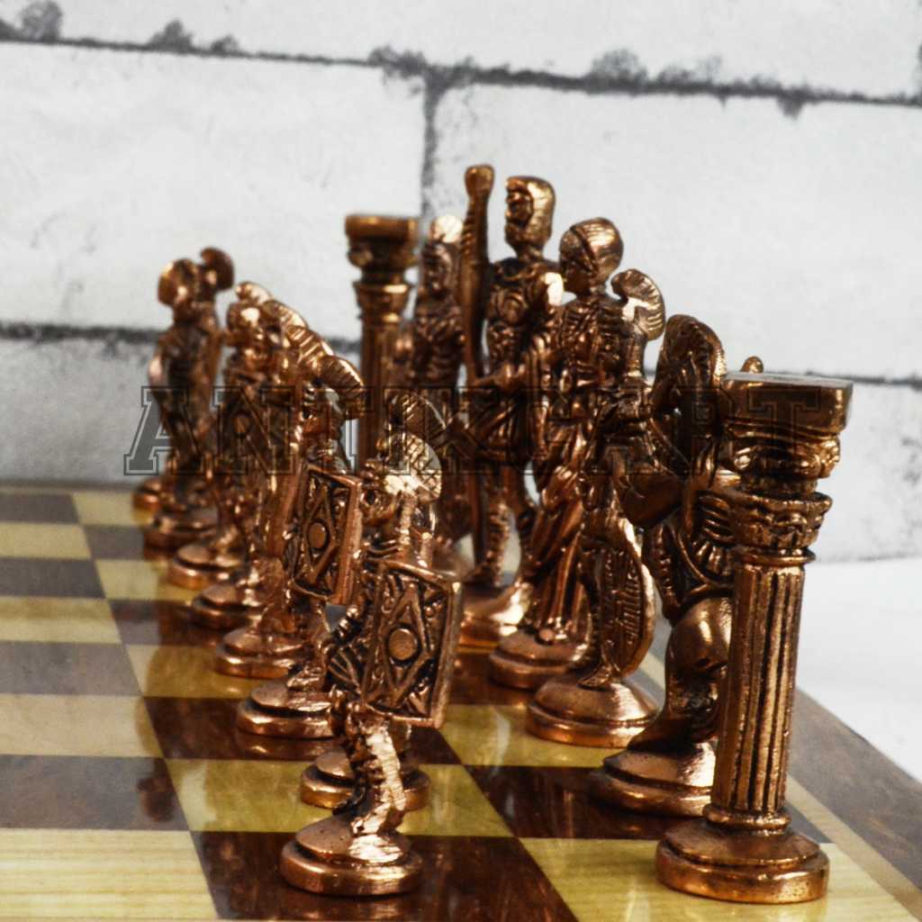 Original Rosewood Chess Board with Real Brass Pieces - Antikcart