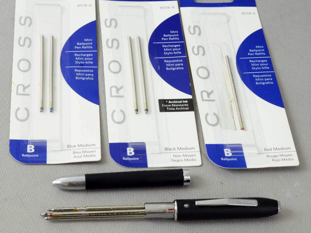 Cross tech 4 satin black barrel multifunction pen - 3 ballpoint and 1 ...