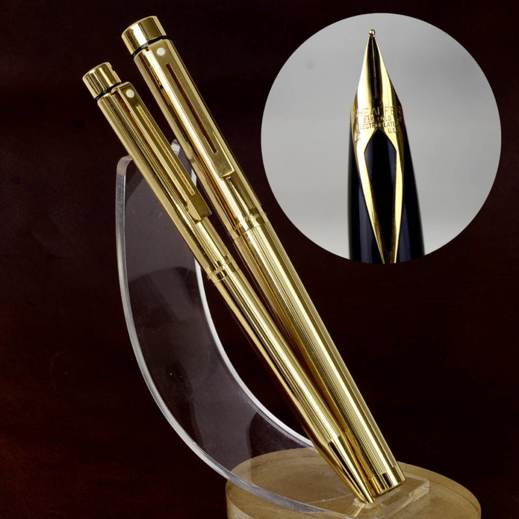 buy Sheaffer Targa gold rolled set of fountain pen and ballpoint