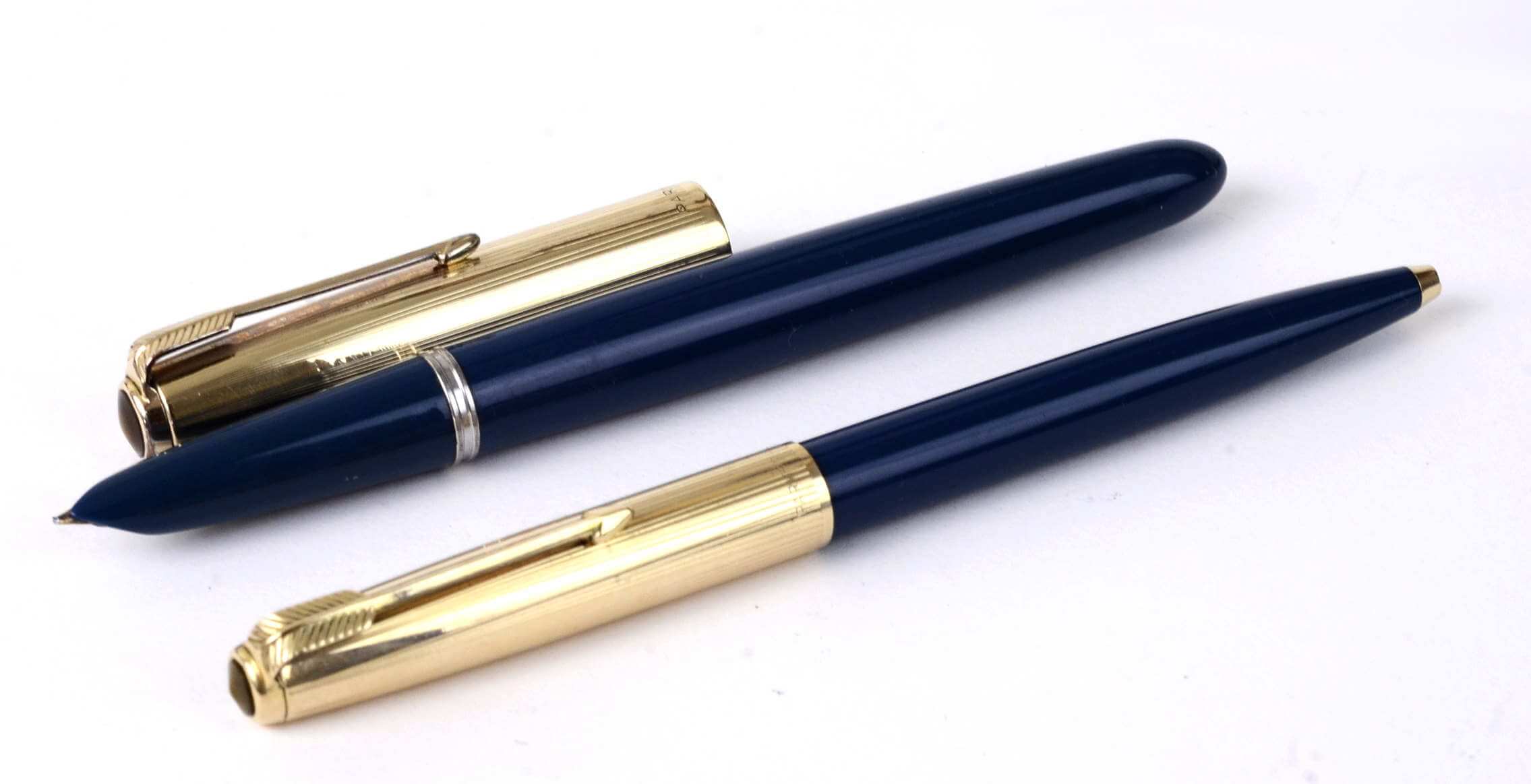 Buy Vintage Parker 51 Set Of Fountain Pen And Ballpoint 14K Gold M Nib