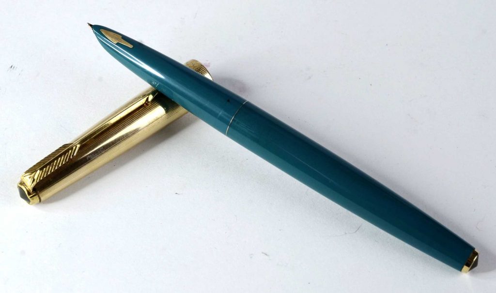 Buy parker 61 teal blue barrel and gold filled cap fountain pen 14K M nib