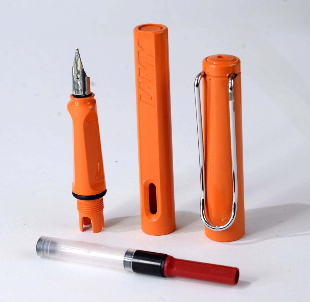 Buy lamy safari orange german made fountain pen with Steel M nib online