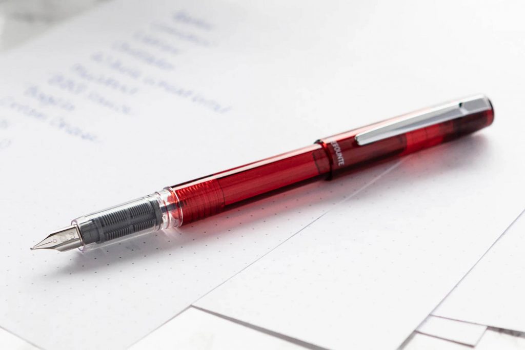 Buy online platinum prefounte crimson red fountain pen with Medium nib