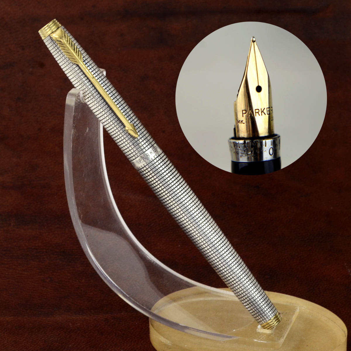 Vintage Parker 75 Sterling Silver Fountain Pen With 14K Gold Fine Nib Vintage Parker 75 Sterling Silver Fountain Pen With 14K Gold Fine Nib
