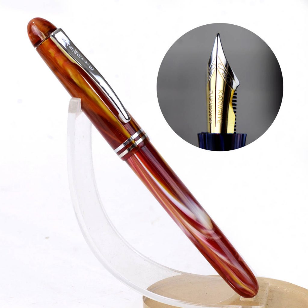 Buy Kanwrite desire fountain pen red white marbled full flex medium nib