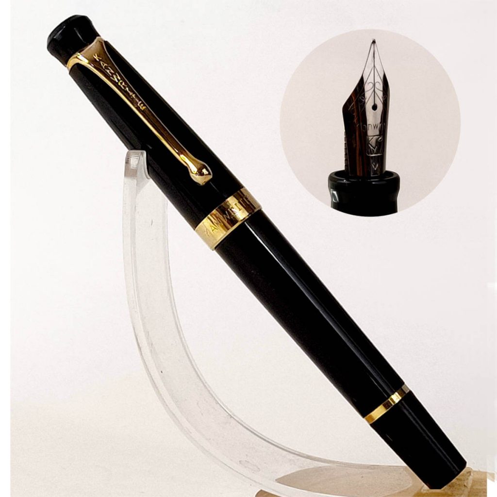 Buy Kanwrite Heritage Piston Filler jet black fountain pen with flex F nib