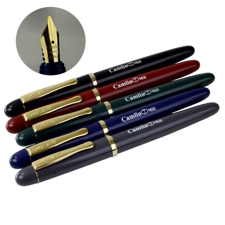 Vintage camlin 5 pens set of eyedropper fountain pens with golden nib