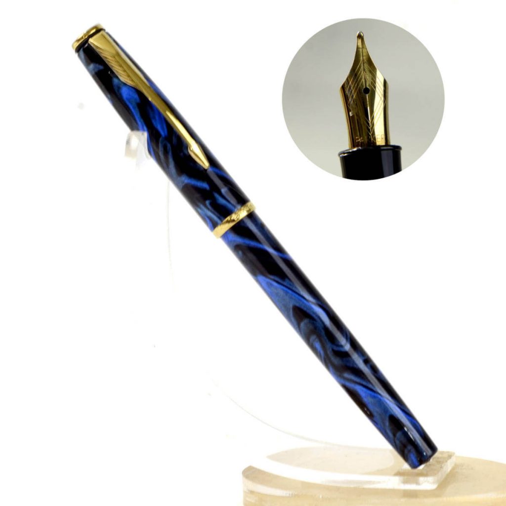 Buy online Parker insignia blue lacquer fountain pen 23K plated M nib