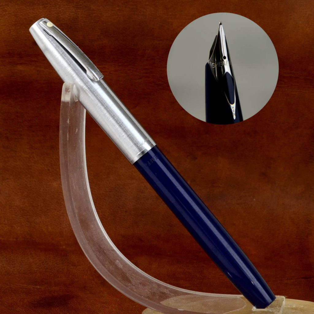 Vintage sheaffer imperial 440 navy barrel fountain pen with inlaid M nib