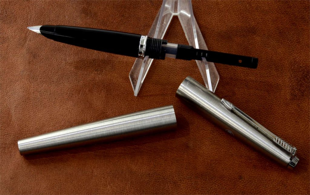 Buy online Parker 45 chrome flighter fountain pen with hooded Fine Nib
