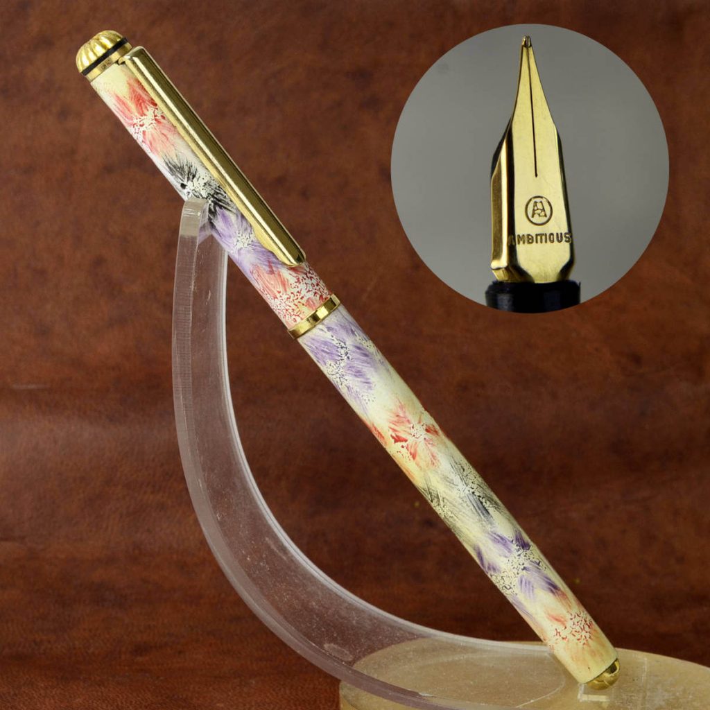 buy vintage mebsons floral fountain pen with ambitious gold plated F nib