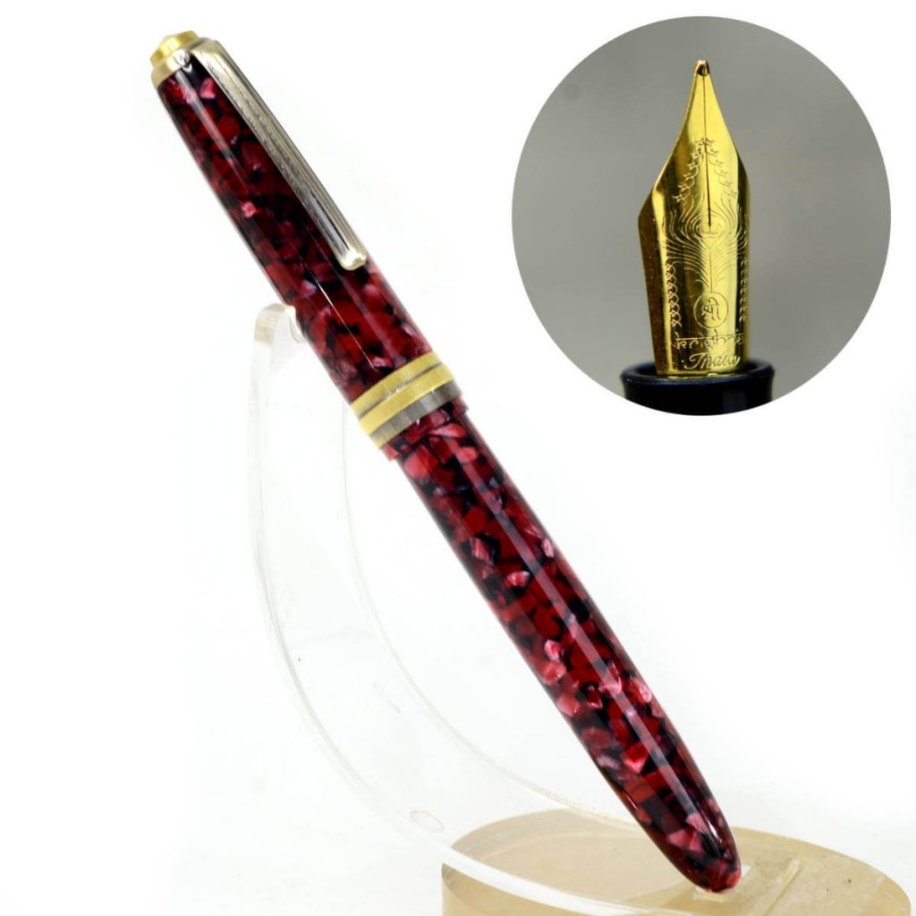 Buy online click falcon ruby red acrylic fountain pen with krishna ...