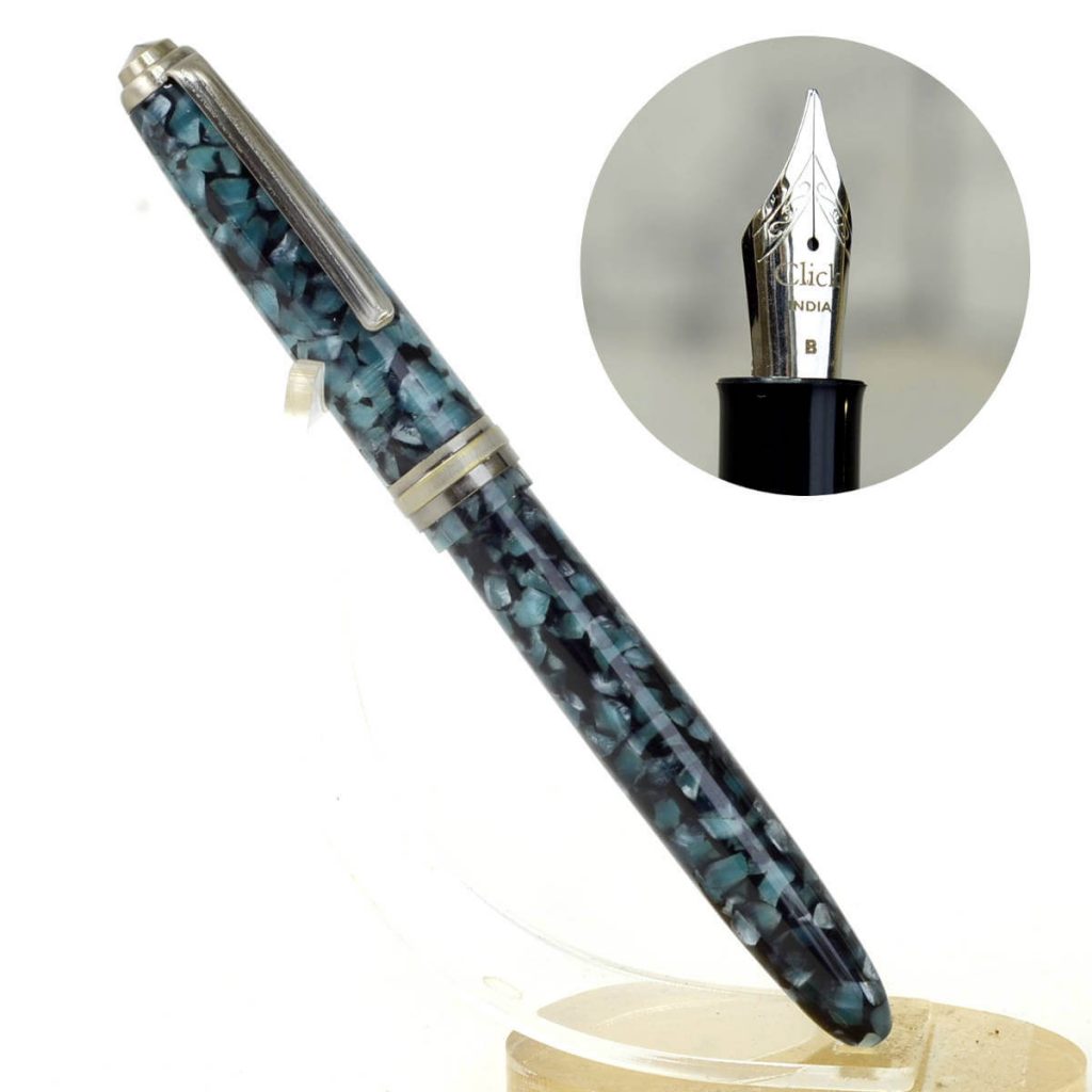 Buy online click falcon glacier blue premium acrylic fountain pen with ...