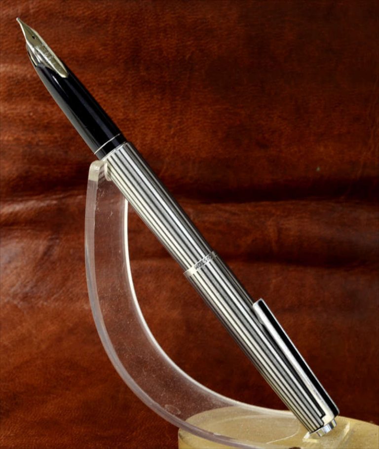 Buy Vintage Pilot custom silver striped fountain pen wth 18K white gold nib