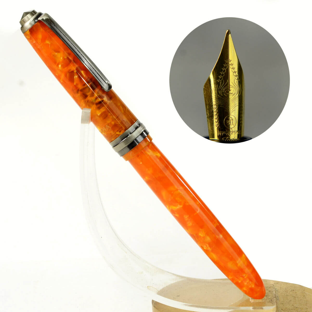 Buy Online Click Falcon Sunburst Orange Acrylic Fountain Pen With M Nib Buy Online Click Falcon Sunburst Orange Acrylic Fountain Pen With M Nib