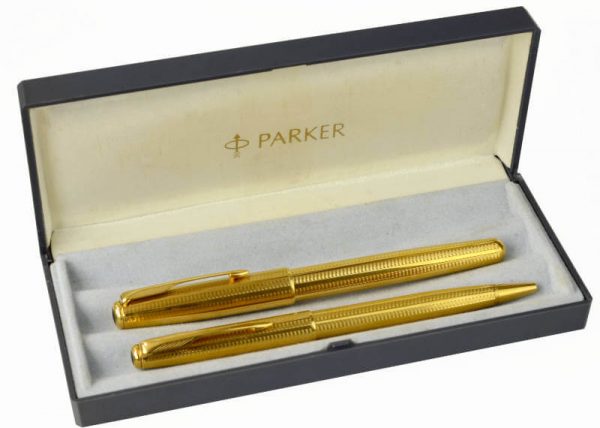 Buy Parker sonnet cascade golden fountain pen set with 18K gold F nib