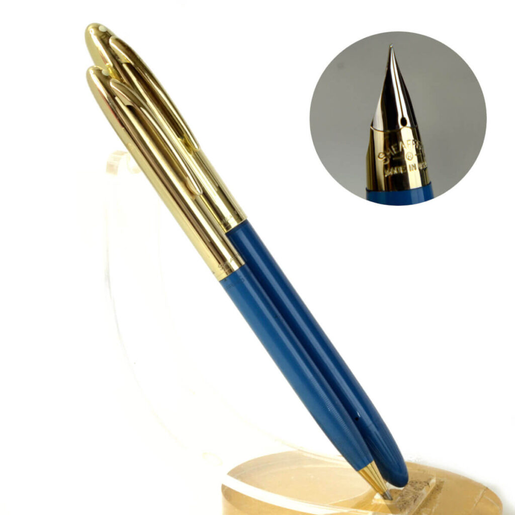 Buy vintage sheaffer touchdown crest fountain pen set with steel F nib