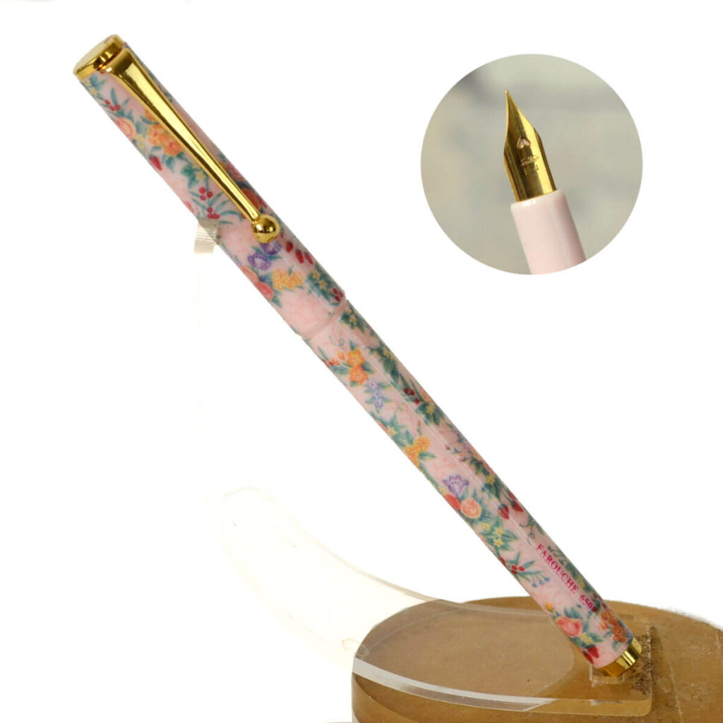 buy vintage sailor school pen pen with floral barrel and plated F nib