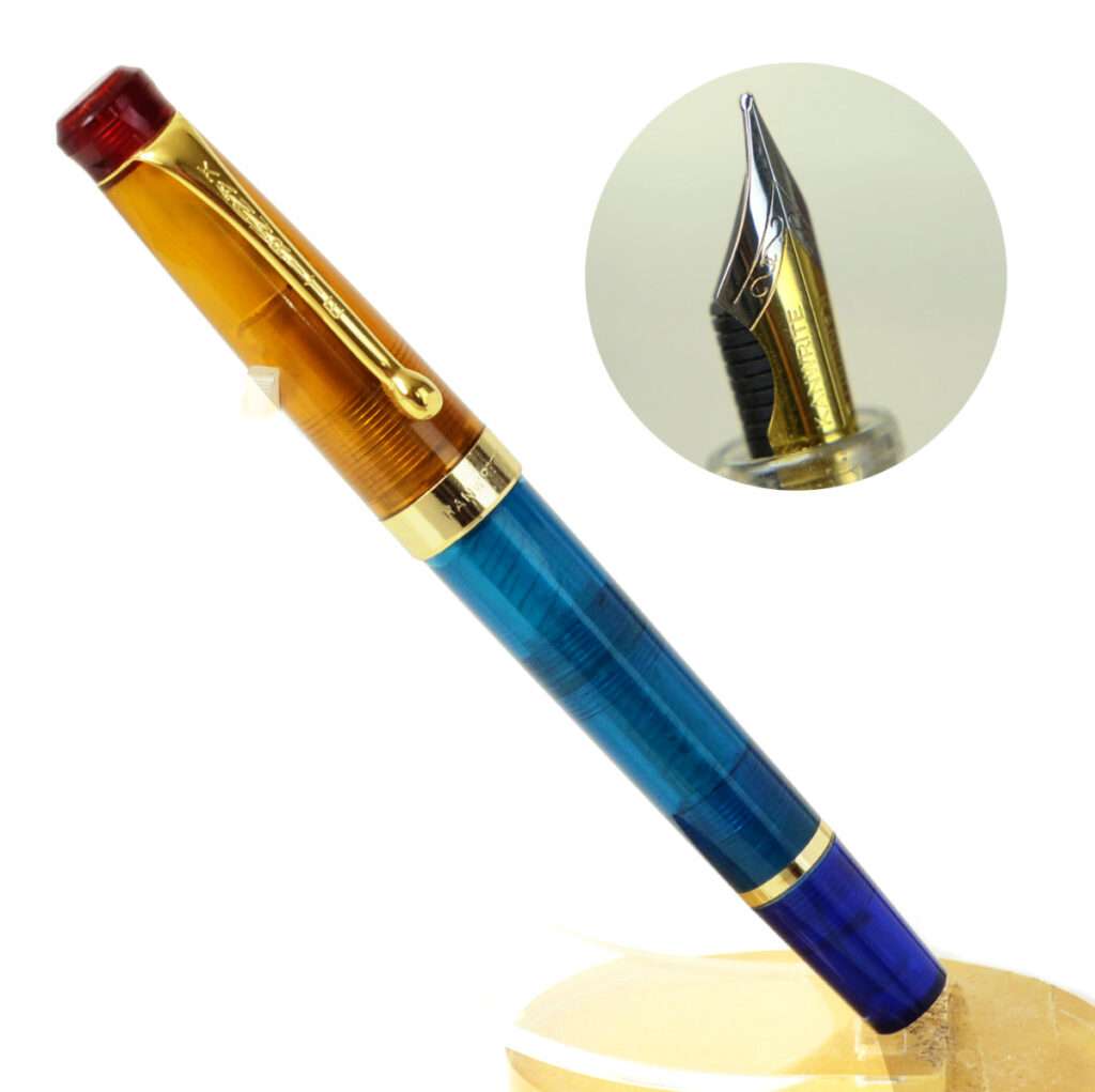Kanwrite Heritage kingfisher Piston Filler fountain pen with flex nib