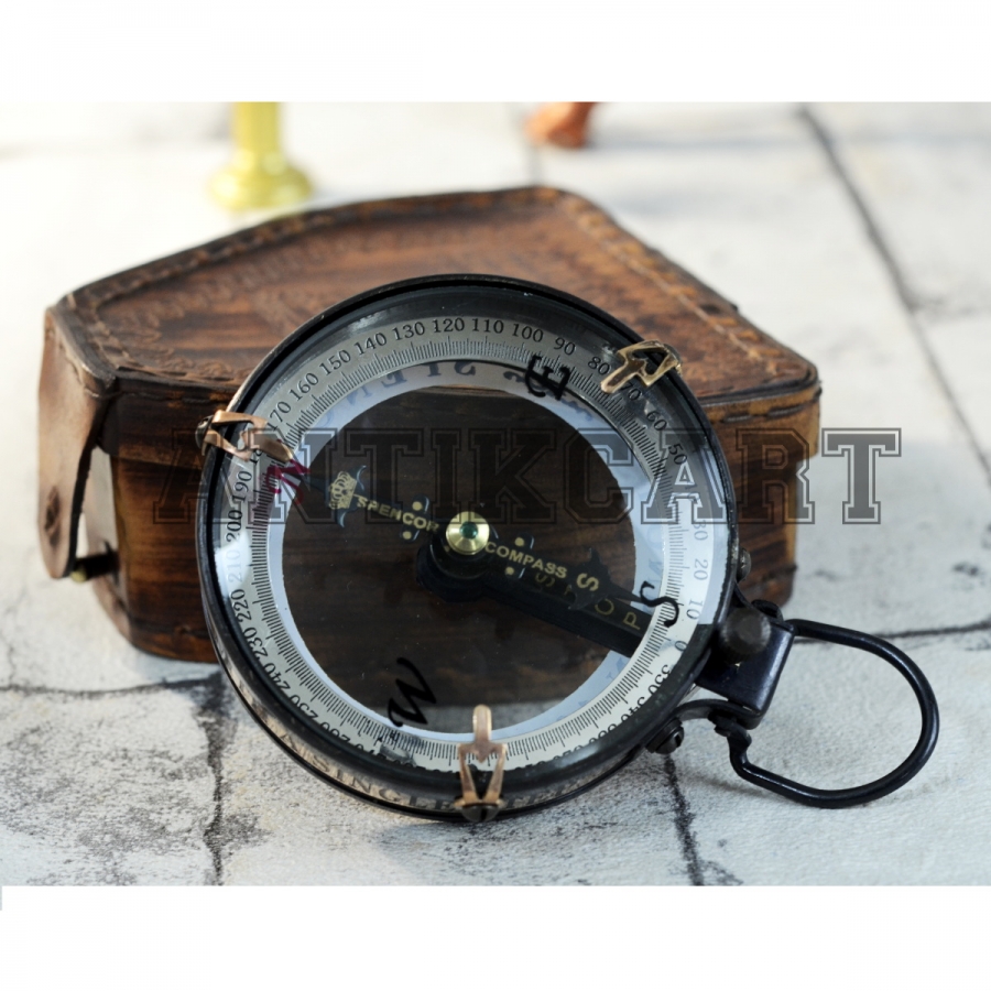 Glass Dial Premium Compass with Leather Box - Antikcart