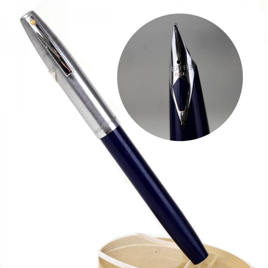 Vintage sheaffer imperial 440 blue barrel fountain pen with inlaid Fine nib