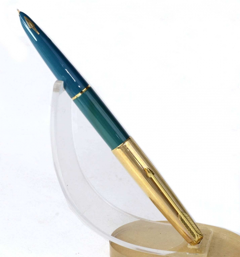 Buy parker 61 teal blue barrel and gold filled cap fountain pen 14K M nib