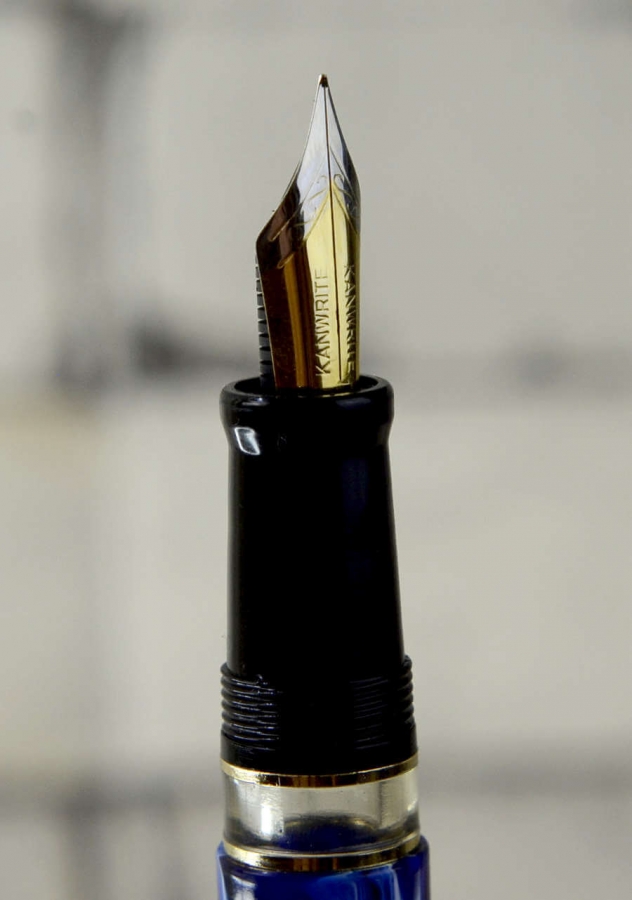 Buy Kanwrite Heritage blue marbled piston filler fountain pen with Flex nib