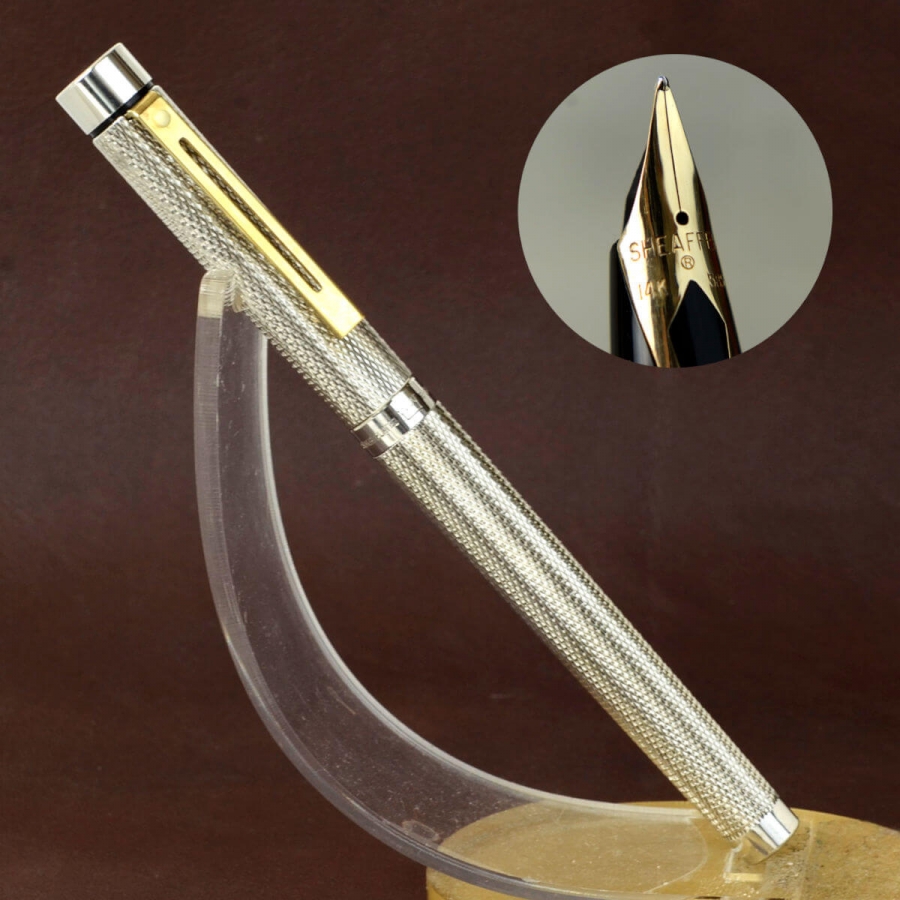 buy Sheaffer Targa 1008X 14K silver fountain pen with gold F nib online